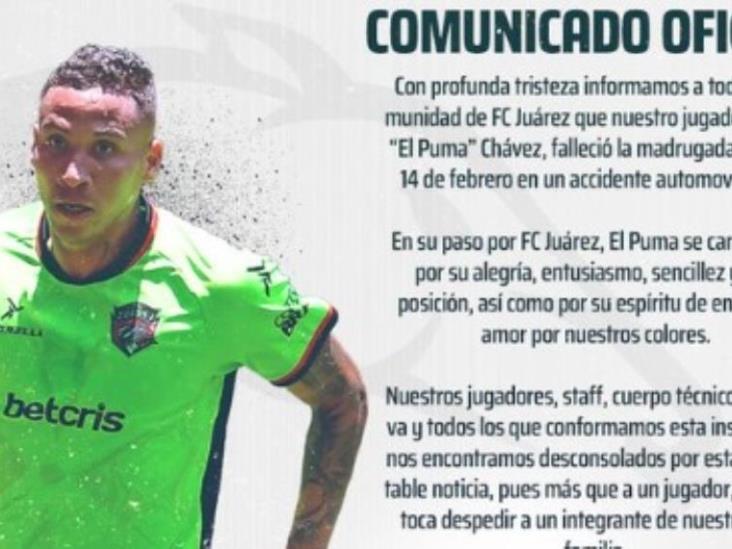Fallece jugador El Puma de FC Juárez en accidente automovilístico